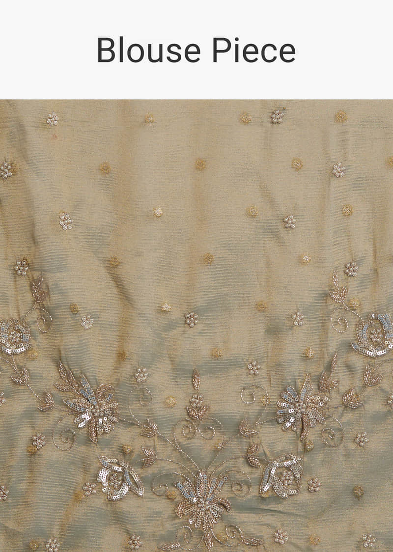 Buy Crushed Tissue Saree With All Over Floral Sequins Embroidery