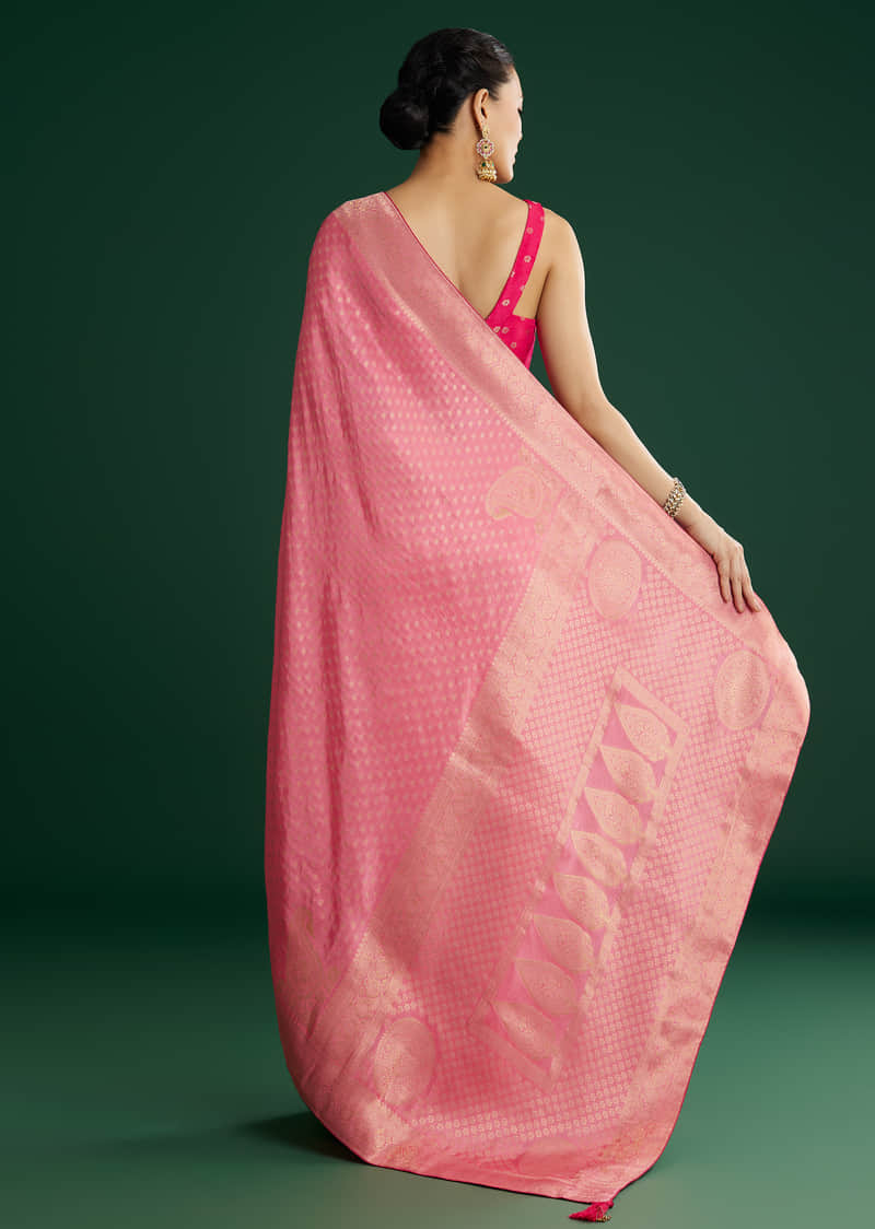 Buy Pink Gajari Dola Silk Saree With Butti Weave| KALKI Fashion Global