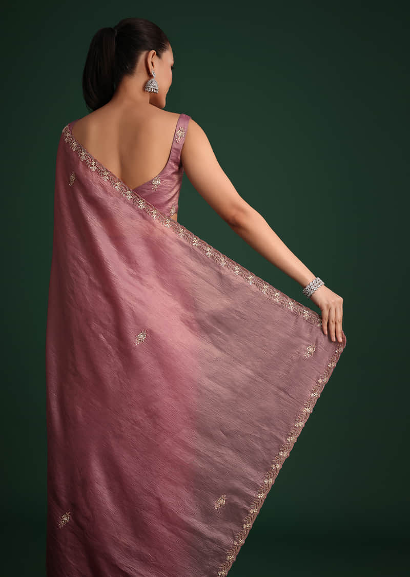 Buy Purple Crushed Tissue Saree With Sequin Embellishments| KALKI ...