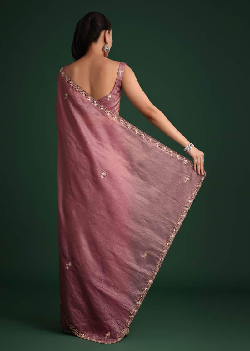 Buy Purple Crushed Tissue Saree With Sequin Embellishments| KALKI ...