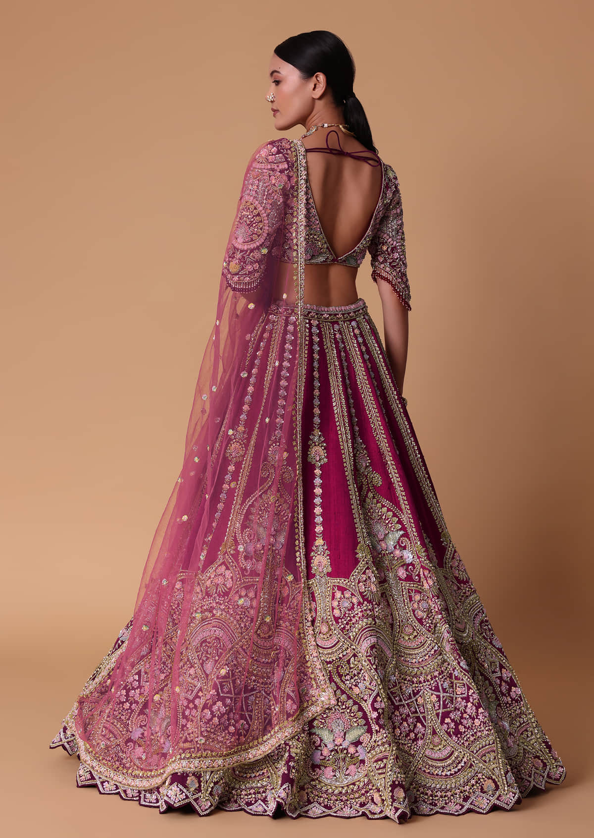 Buy Scarlet Red Raw Silk 16 Kali Zardosi Lehenga With Koti Style Blouse ...