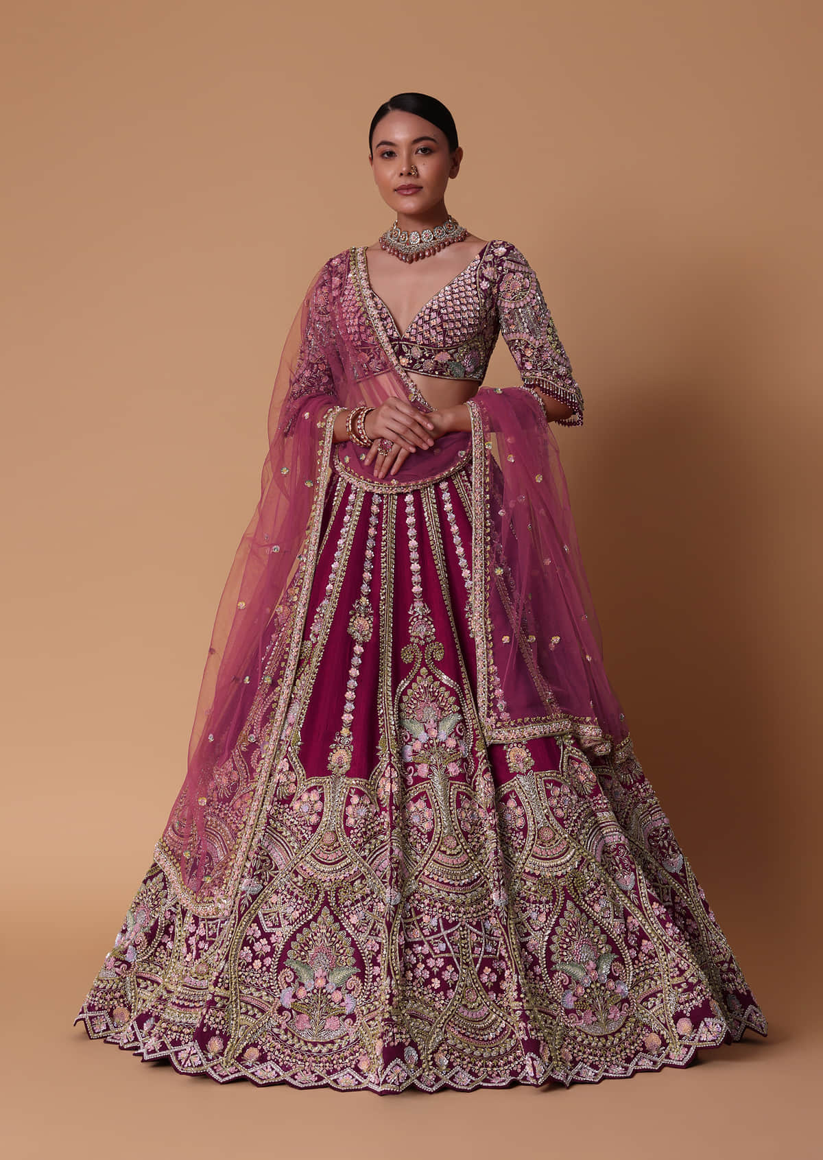 Buy Scarlet Red Raw Silk 16 Kali Zardosi Lehenga With Koti Style Blouse ...